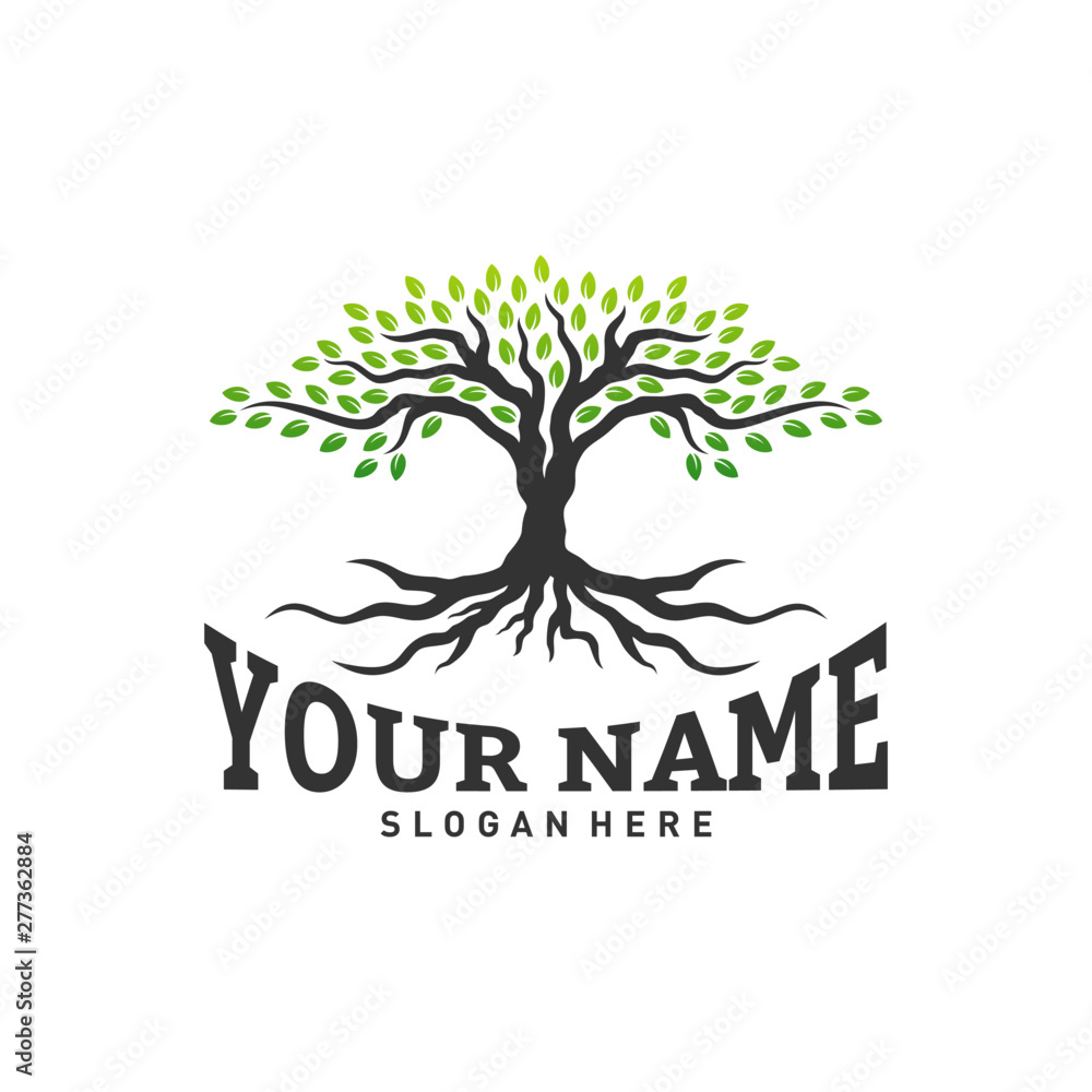Colorful vibrant tree logo design concept vector. Root of Tree life ...