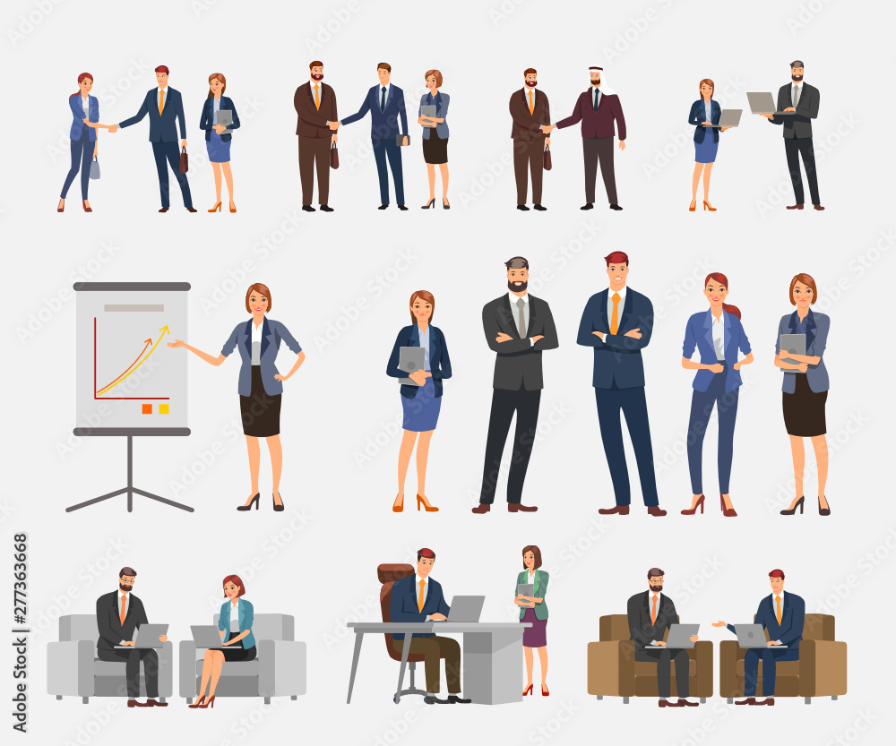 Business character design. Action set character of business. Stock ...