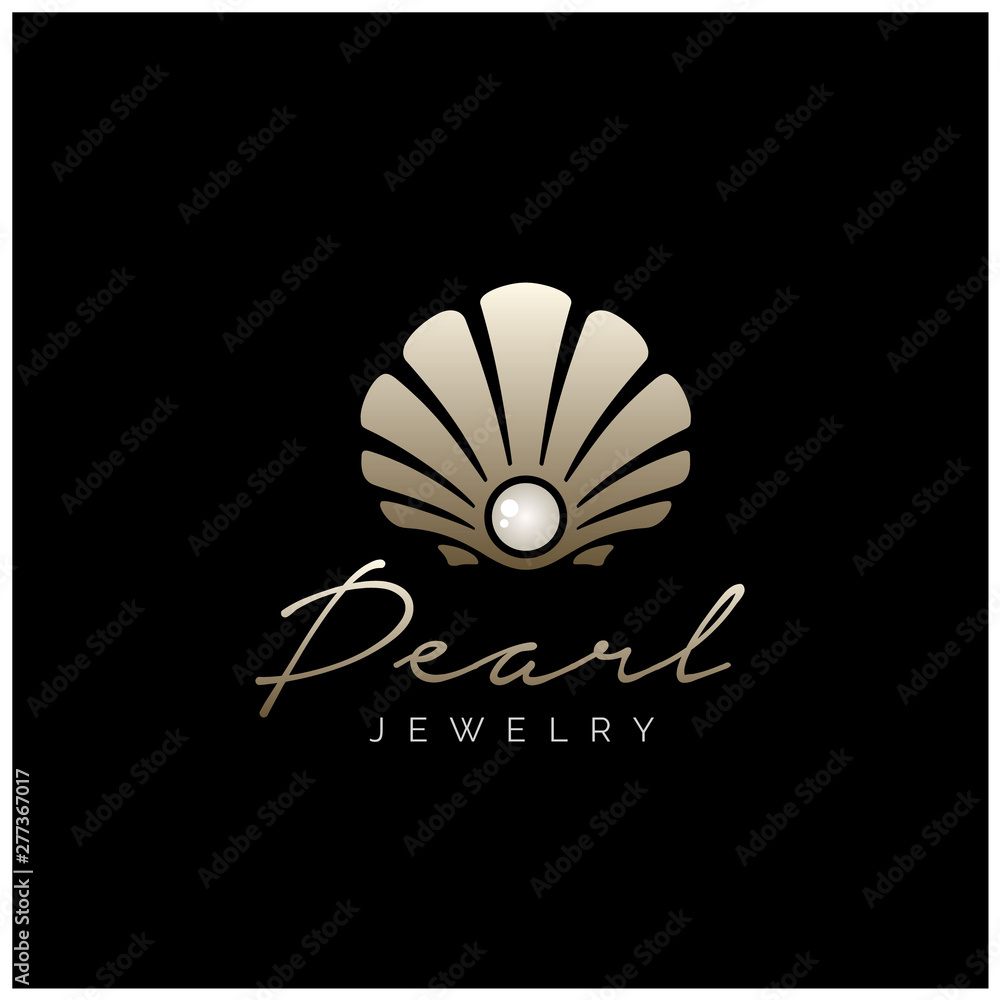 Beauty Luxury Elegant Pearl Shell Jewelry logo design Stock Vector ...