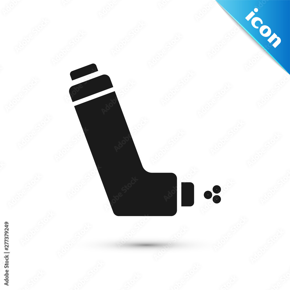 Black Inhaler icon isolated on white background. Breather for cough ...