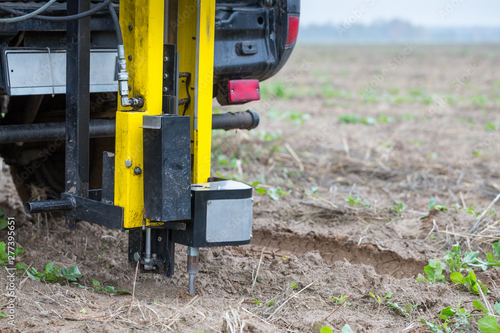 Soil Sampling. Automated probe for soil samples taking sample with soil ...