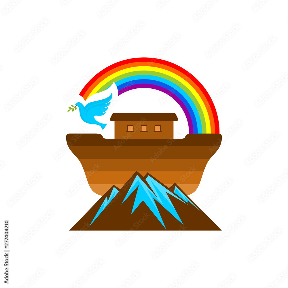 Logo of Noah's Ark. Rainbow - a symbol of the covenant. Dove with a ...