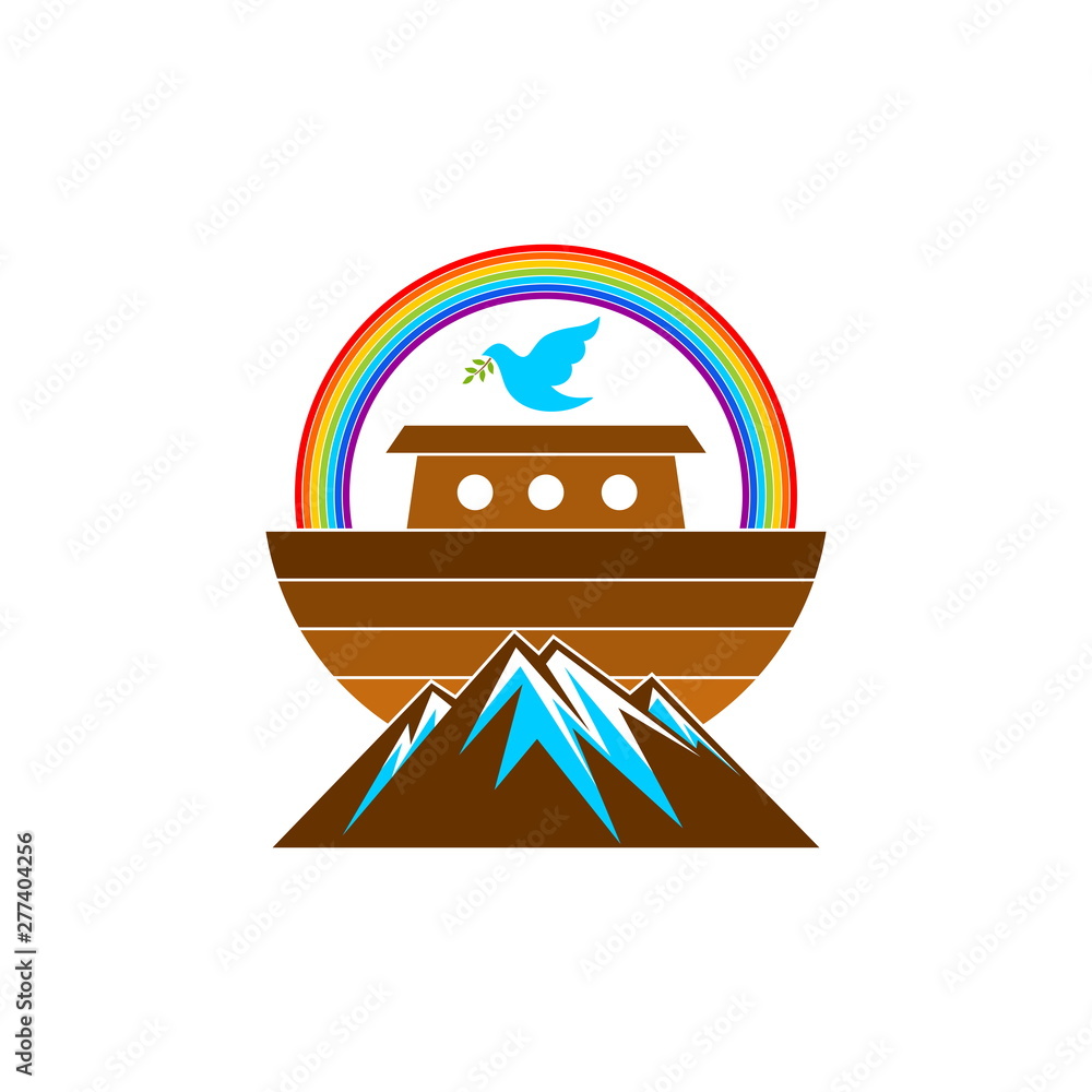 Logo of Noah's Ark. Rainbow - a symbol of the covenant. Dove with a ...