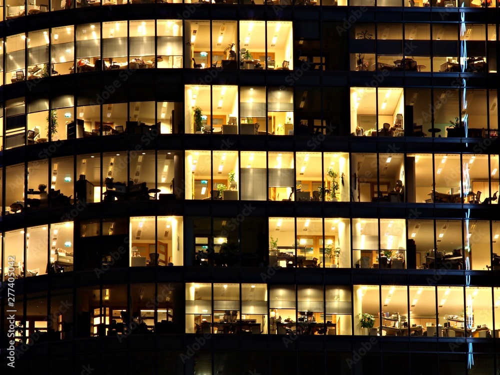Office building at night Stock Photo | Adobe Stock
