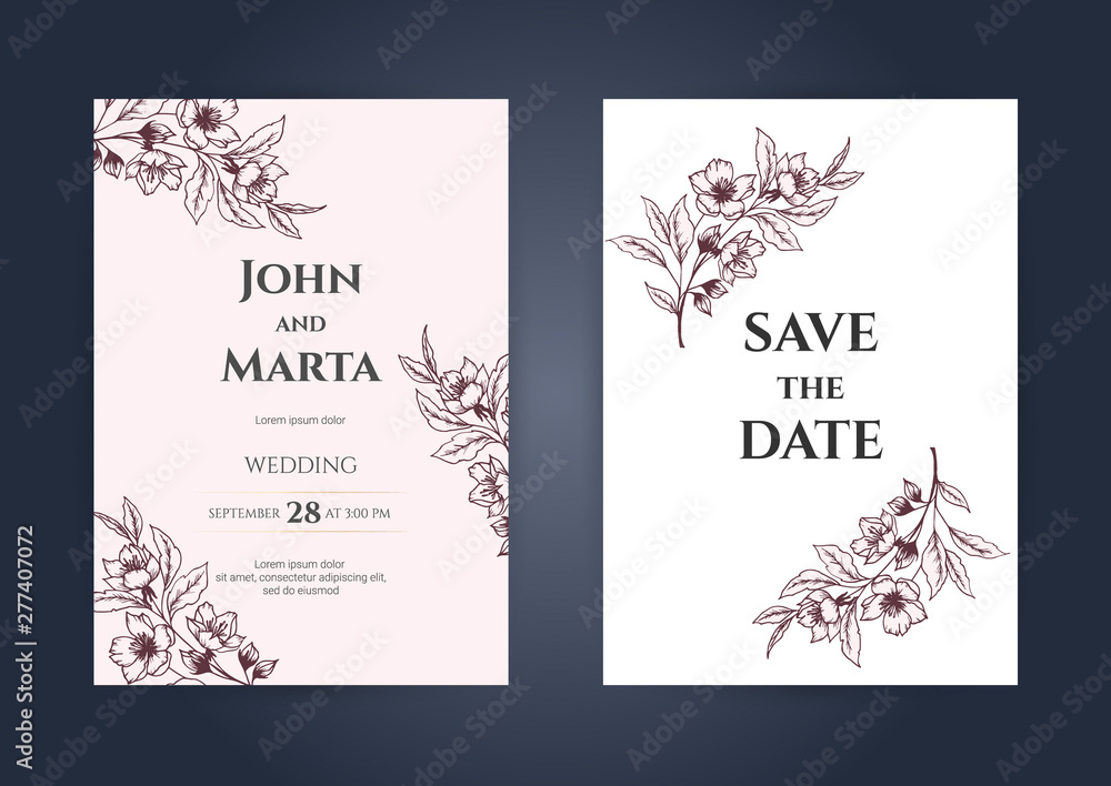 wedding invitation card template with text. Adapt to covers design ...