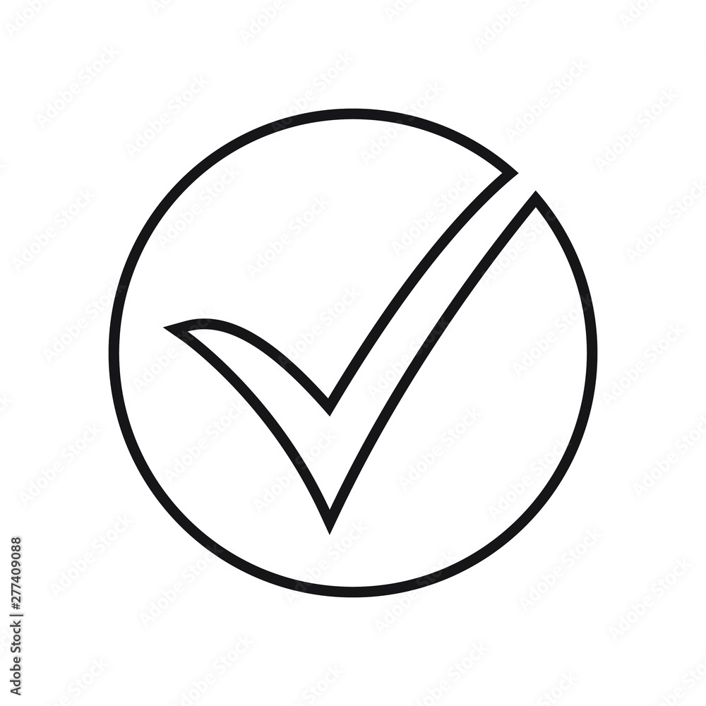 Tick icon vector symbol, checkmark isolated on white background ...