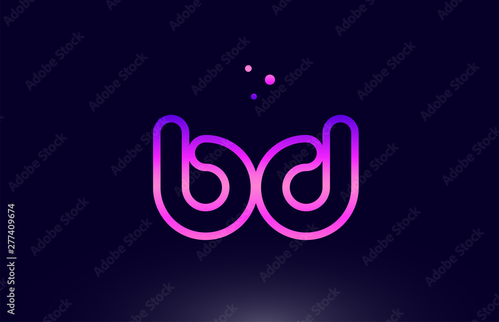 bd b d pink blue alphabet letter combination logo icon design Stock ...