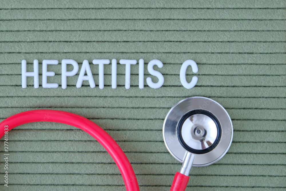 Hepatitis C - text from white letters on green background with ...