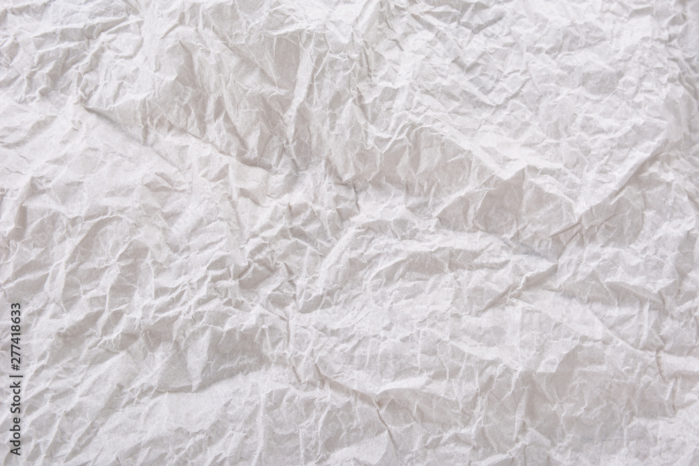 Textured clean sheet of crumpled paper white color empty background ...