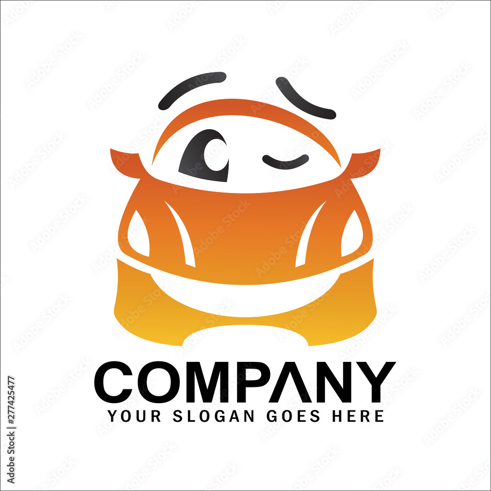 Cartoon car logo with stamina fit expression Stock Vector | Adobe Stock