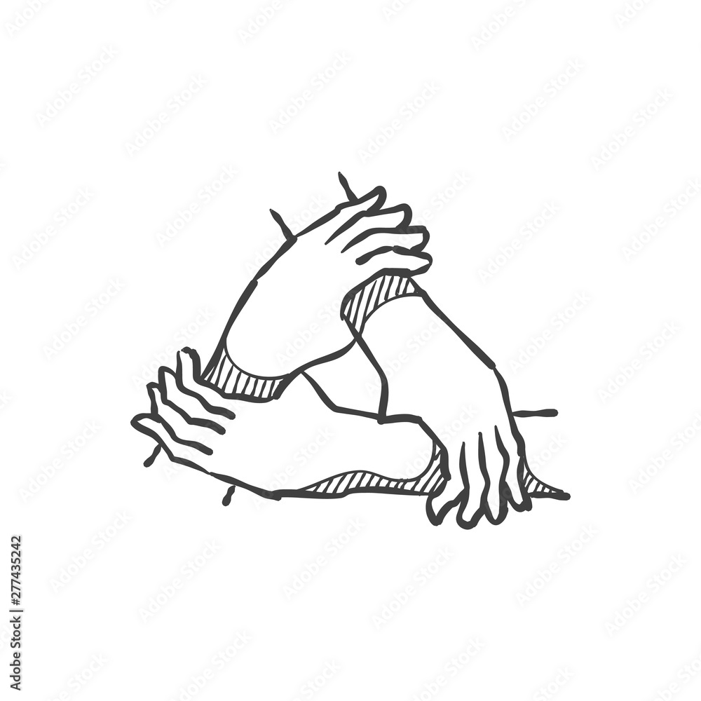Hands icon in sketch style. Team work concept. Vector illustration ...