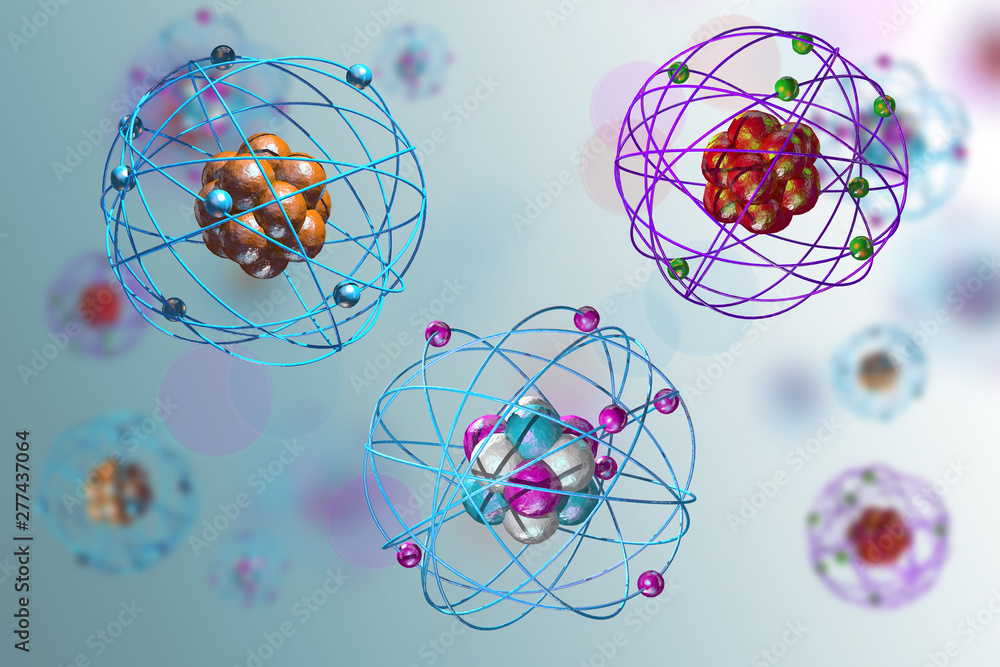 Atomic Particle 3D Illustration Stock Illustration | Adobe Stock