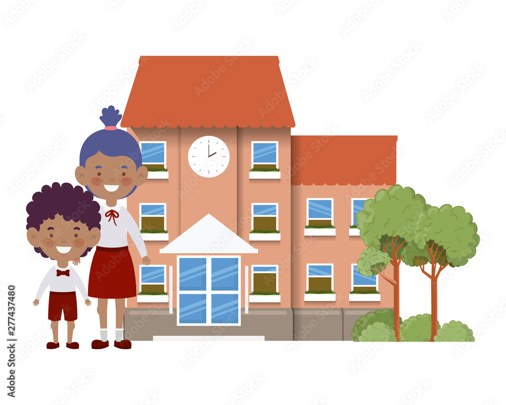 school building of primary with students Stock Vector | Adobe Stock