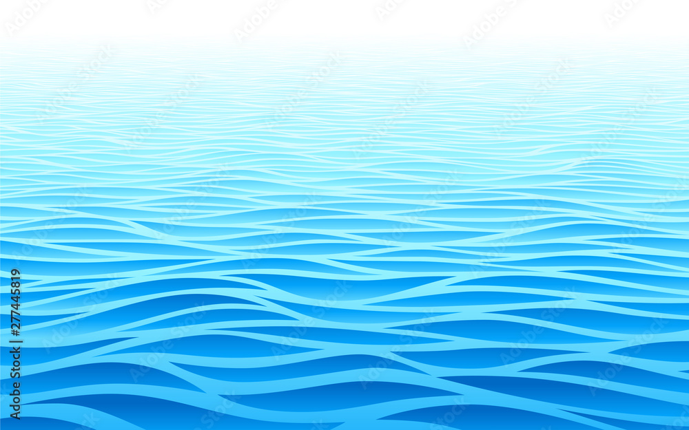 Blue water waves perspective landscape. Vector wave pattern Stock ...