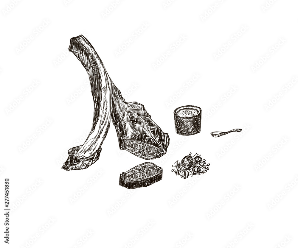 Black lines depicting food, sketch style Stock Illustration | Adobe Stock