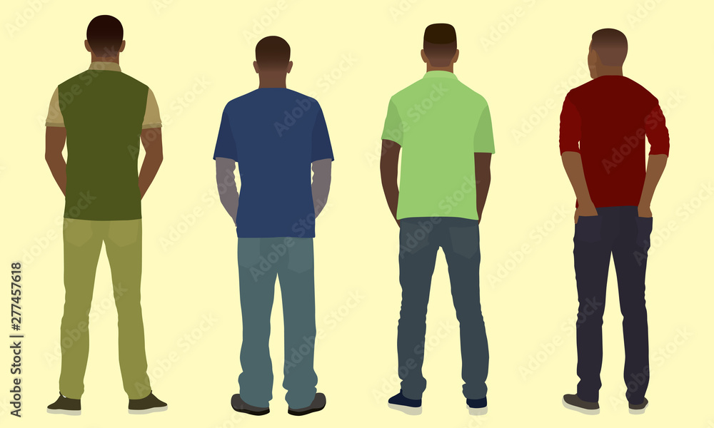 Young Black Men Viewed from the Back Vektor Stok | Adobe Stock