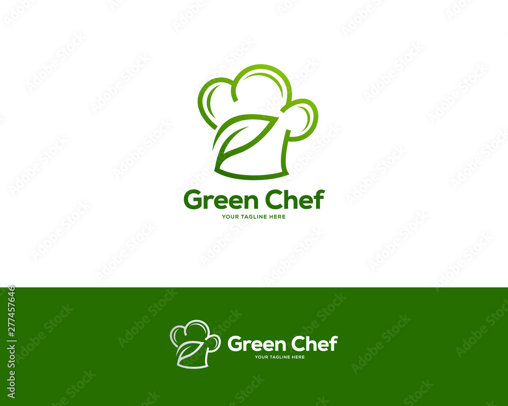 green chef logo design template, restaurant logo design concept Stock ...