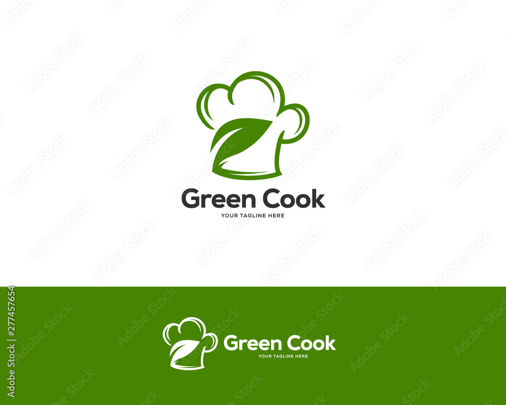green chef logo design template, restaurant logo design concept Stock ...