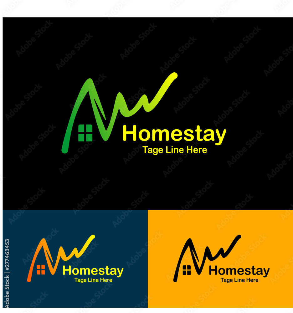 homestay logo natural, simple logo icon homestay background - vector ...