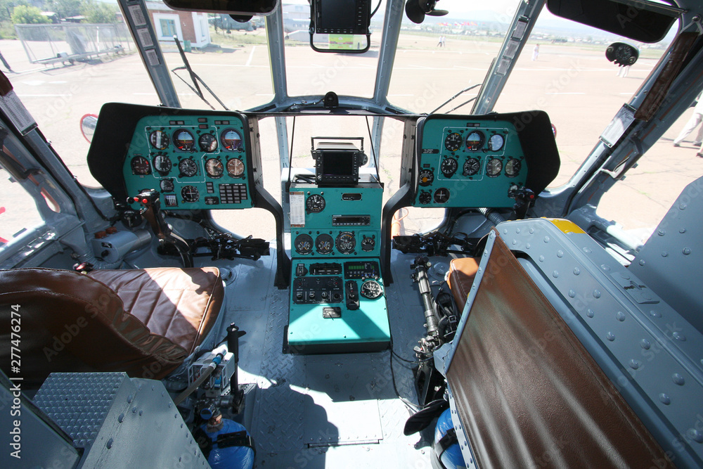 Cockpit of the Russian helicopter Stock Photo | Adobe Stock