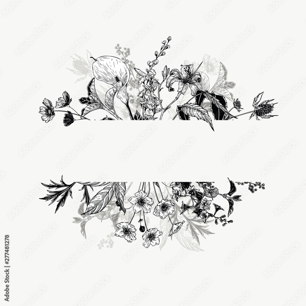 Horizontal Flower Arrangement Drawing | Best Flower Site