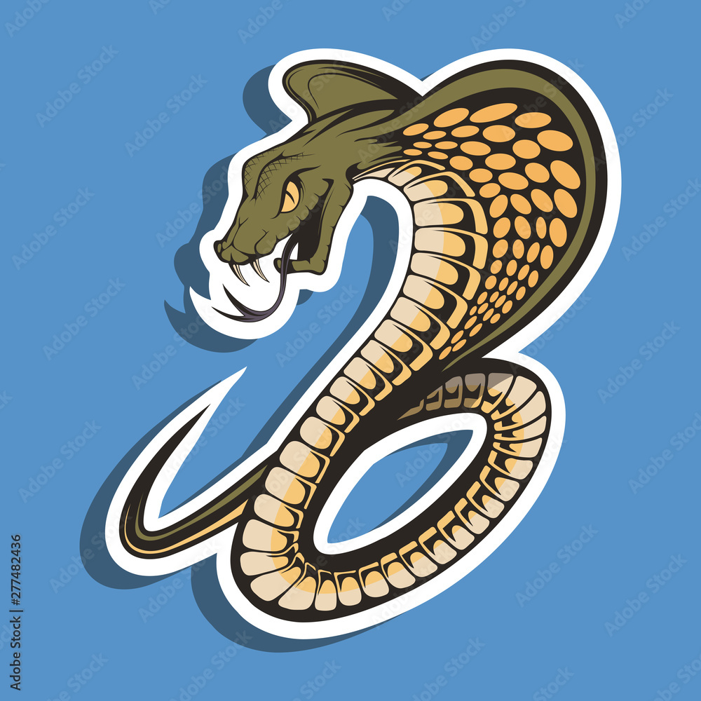 King cobra sports mascot logo. Spectacled cobra mascot, emblem, sticker ...