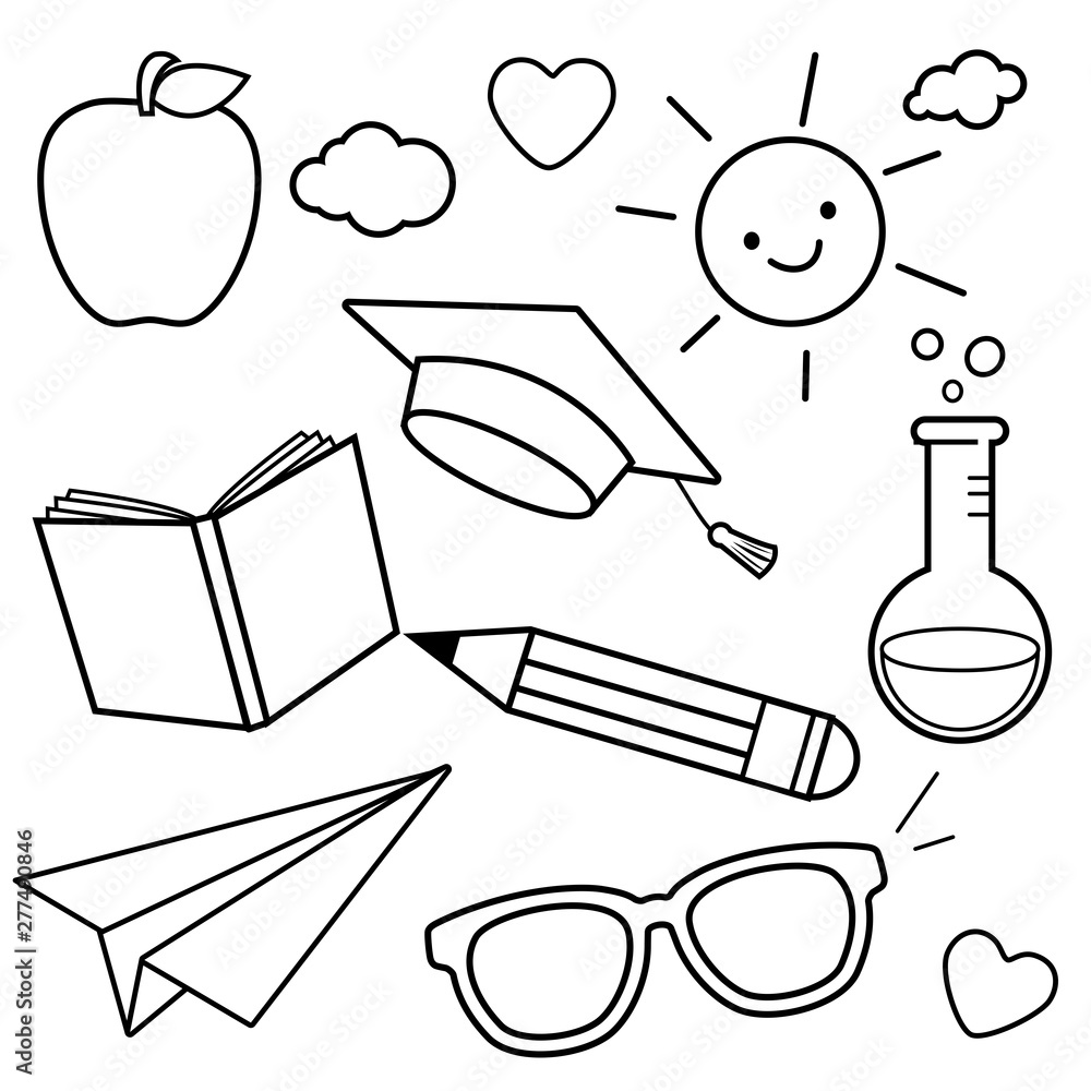 Classroom Objects Clipart Black And White