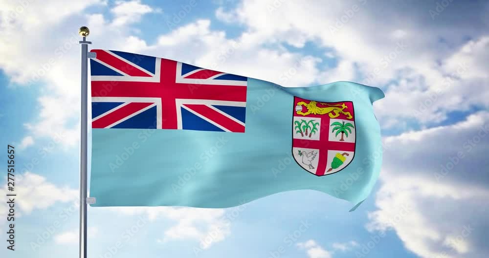 Fiji flag waving in the wind shows fijian symbol of patriotism - 4k 3d ...