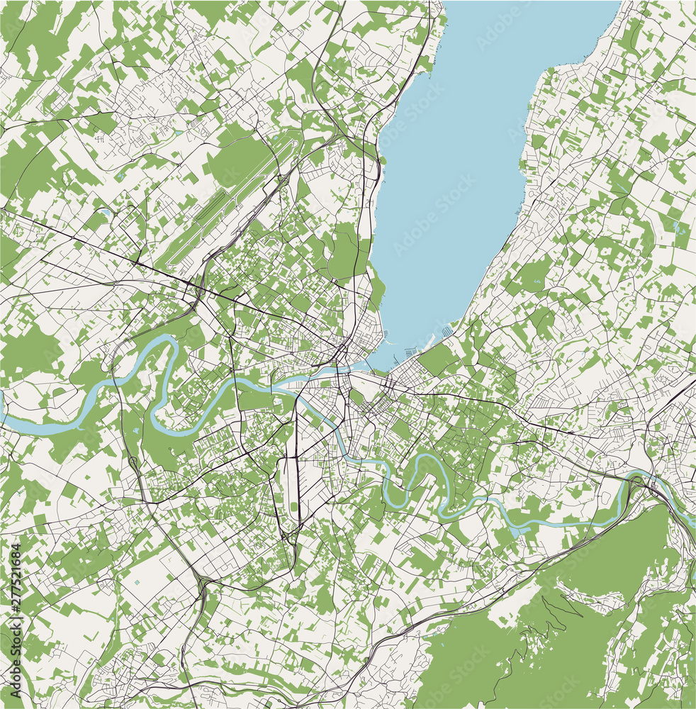 vector map of the city of Geneva, Switzerland Stock Vector | Adobe Stock