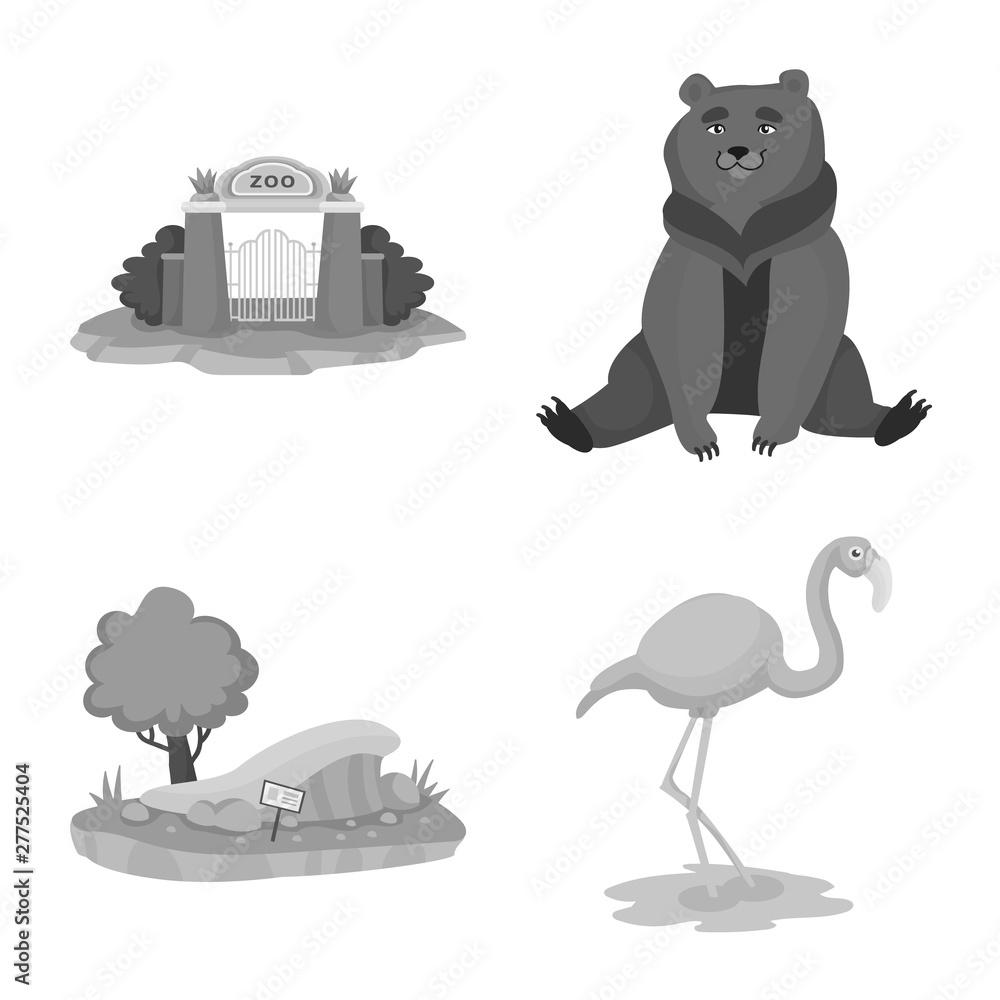 Vector illustration of zoo and park sign. Collection of zoo and animal ...