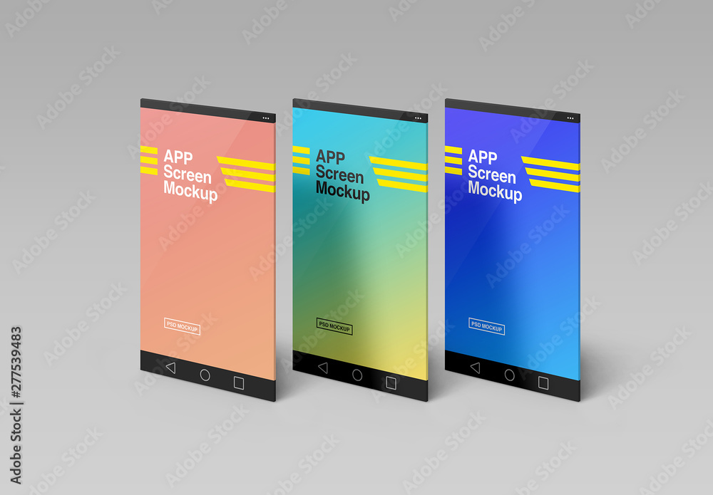 App Screens Mockup Front View Stock Template | Adobe Stock