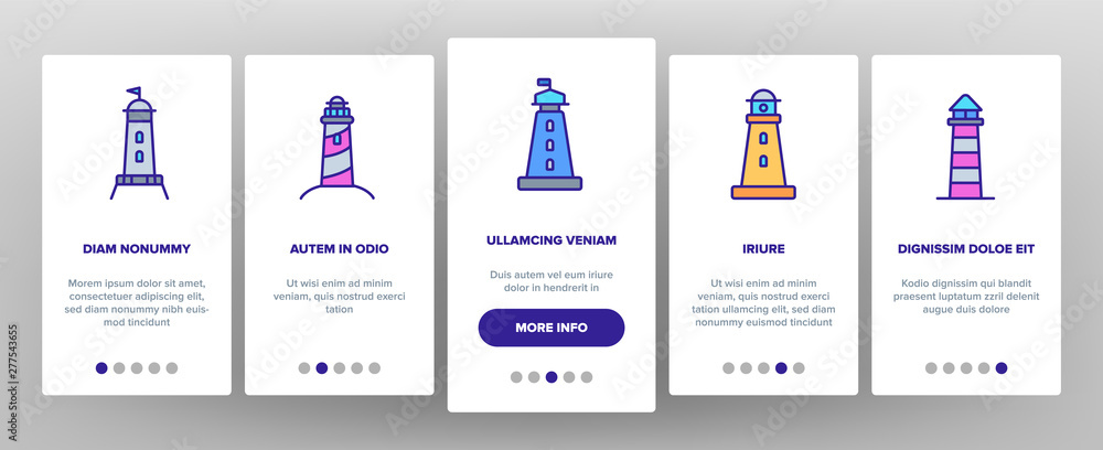 Lighthouse, Sea Beacon Linear Vector Onboarding Mobile App Page Screen ...