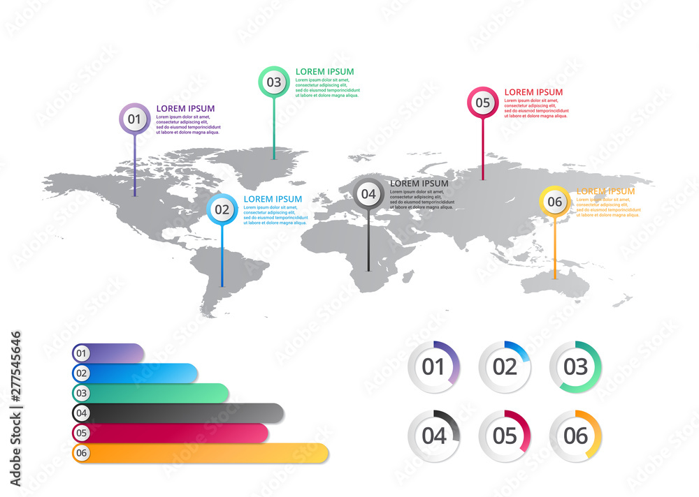 world map Infographic template with icons options . world infographic ...