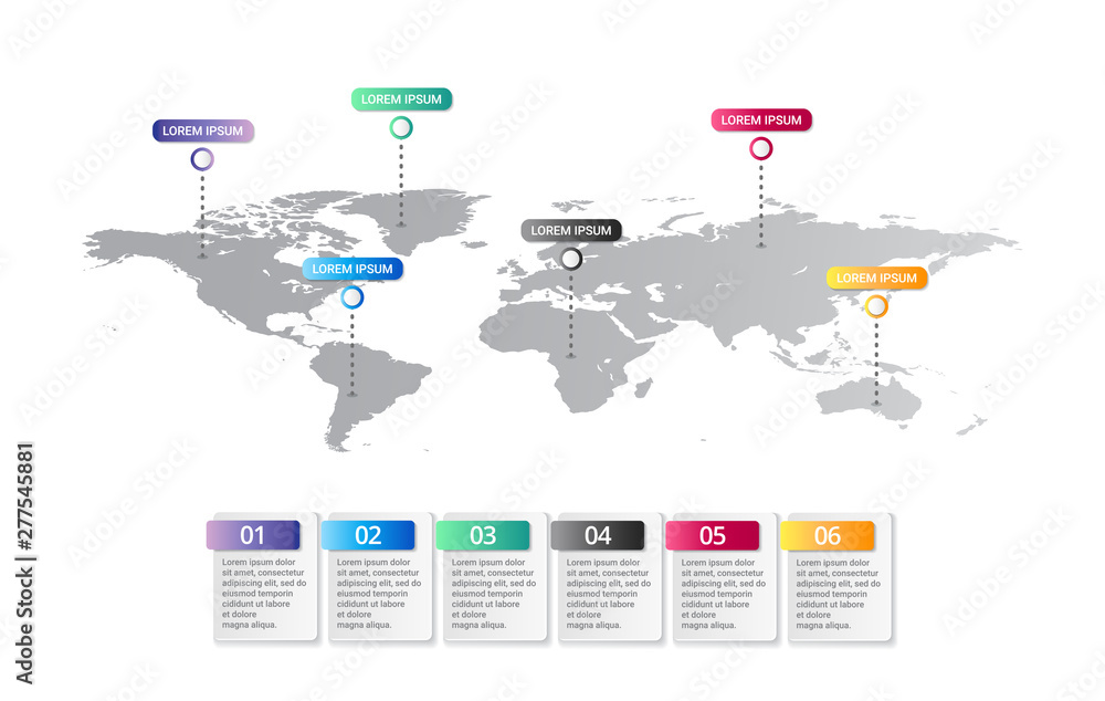 world map Infographic template with icons options . world infographic ...