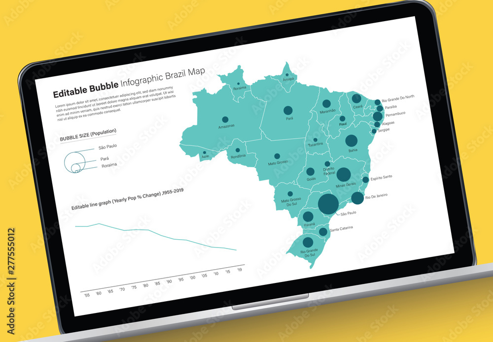 Editable Brazil Map Infographic Stock Template | Adobe Stock