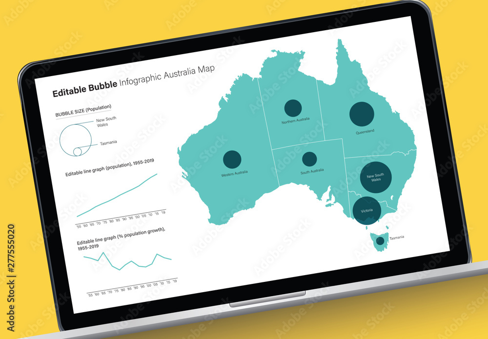 Editable Australia Map Infographic Stock Template | Adobe Stock
