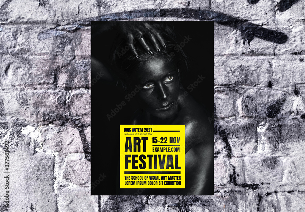 Event Poster Layout with Neon Yellow Elements Stock Template | Adobe Stock