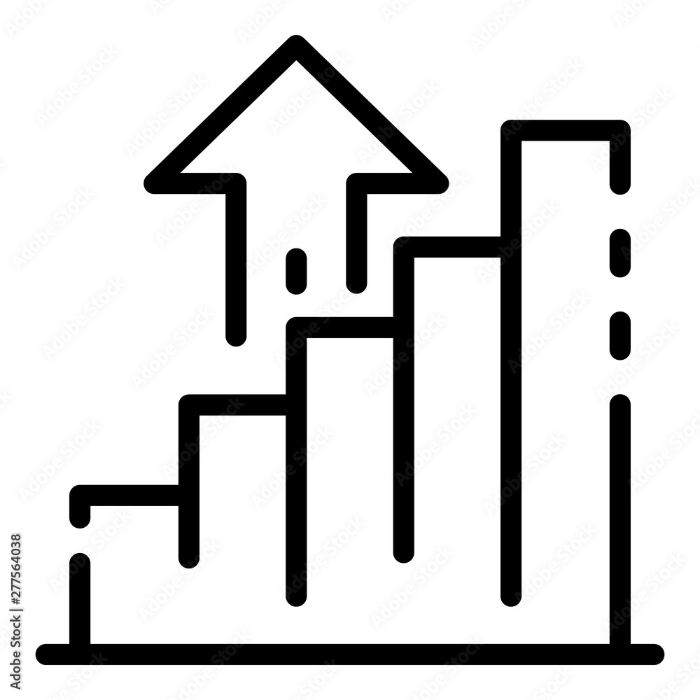 Money graph rise up icon. Outline money graph rise up vector icon for ...