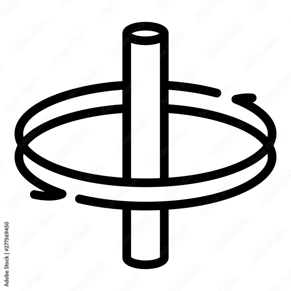 Rotation around axis icon. Outline rotation around axis vector icon for ...