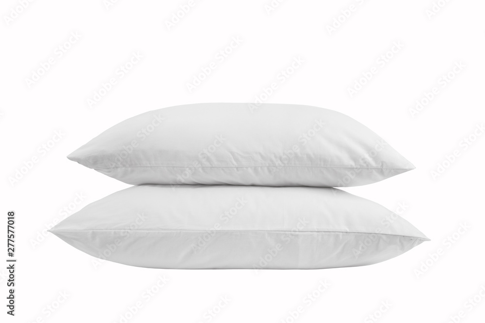 Two white pillows isolated, stack of pillows on a white background, two ...