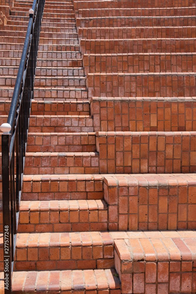 black metal railings and straight steps in the amphitheater sector ...