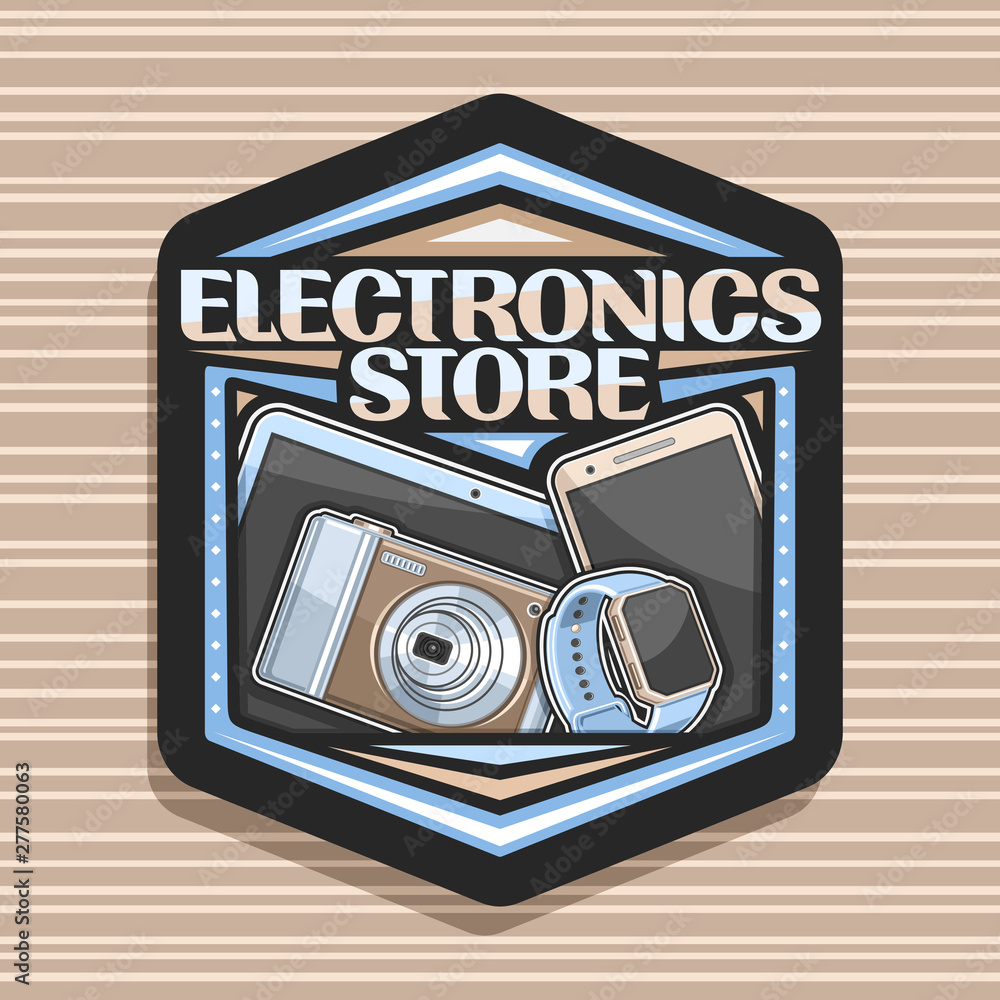 Vector logo for Electronics Store, black decorative signboard with ...