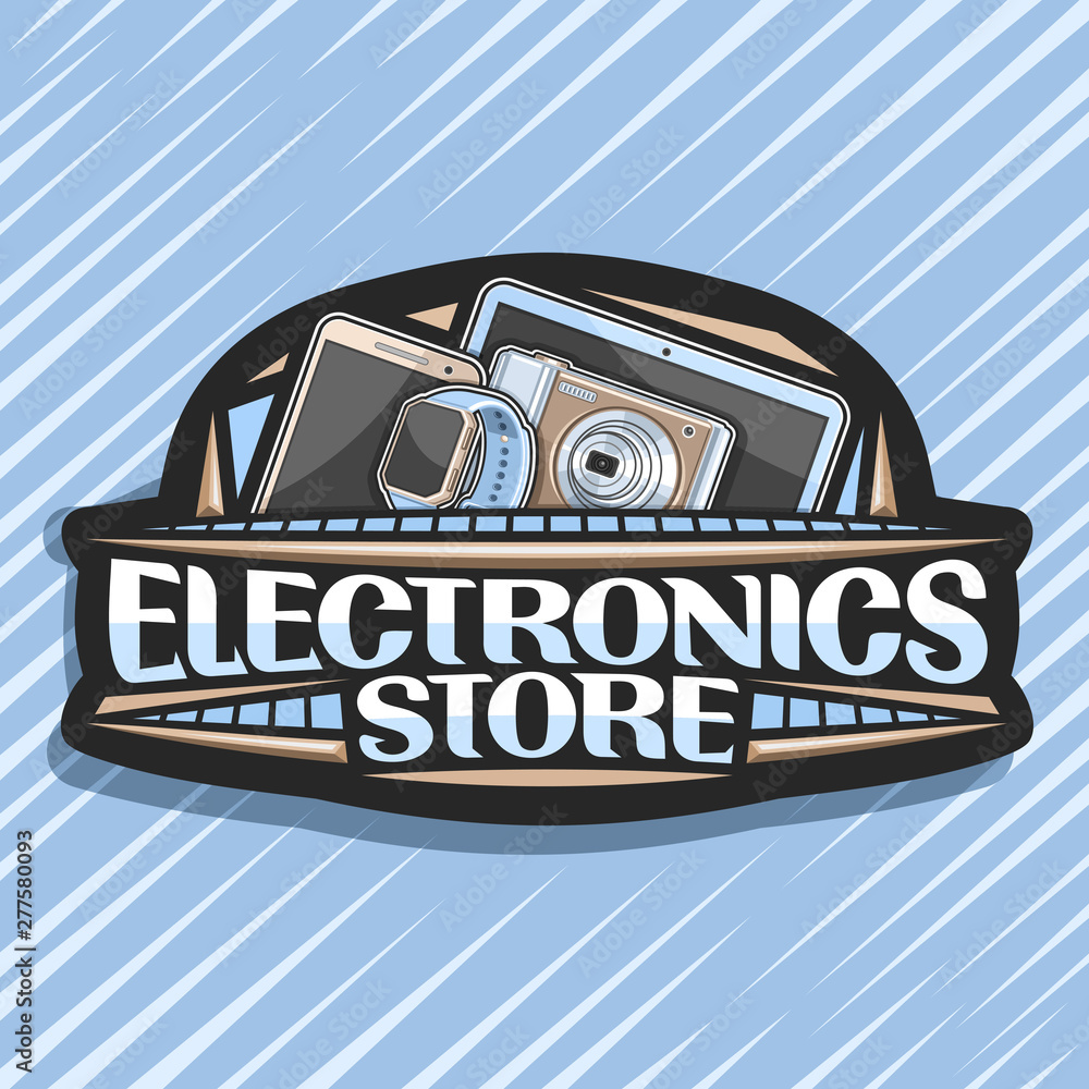 Vector logo for Electronics Store, black decorative price tag with ...