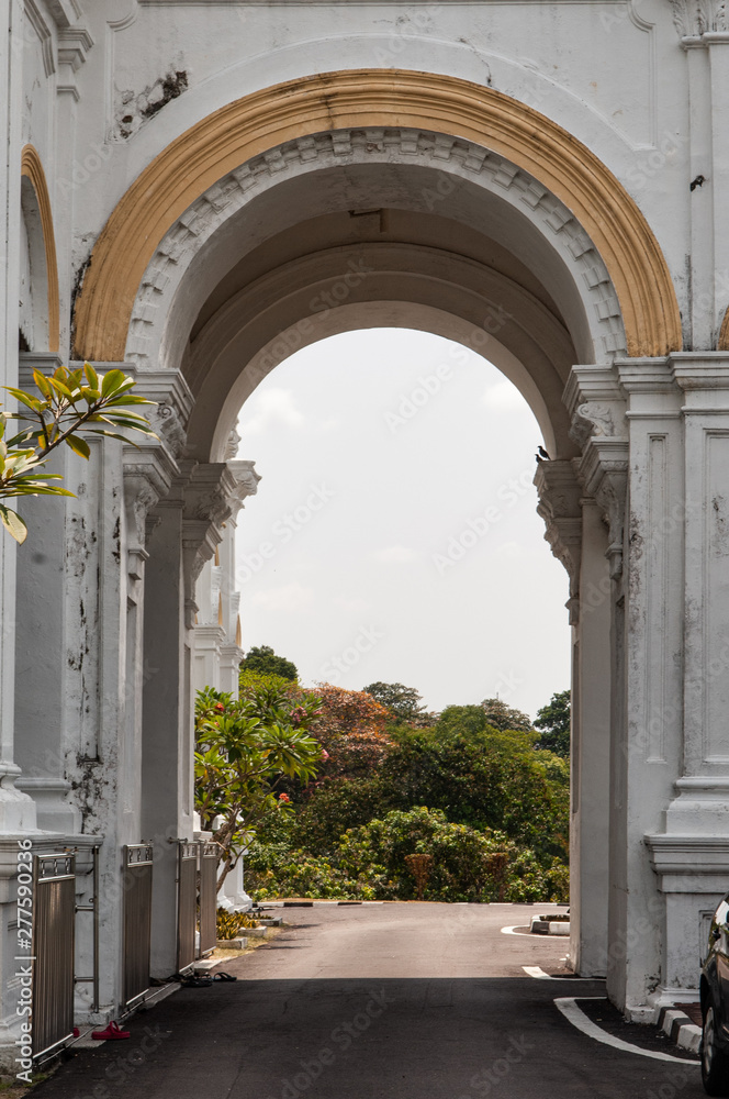 Archway outside of the Sultan Abu Bakar State Mosque building in Johor ...