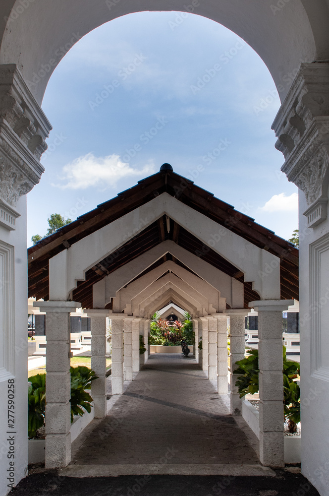 Walkway in the grounds of Sultan Abu Bakar State Mosque building in ...