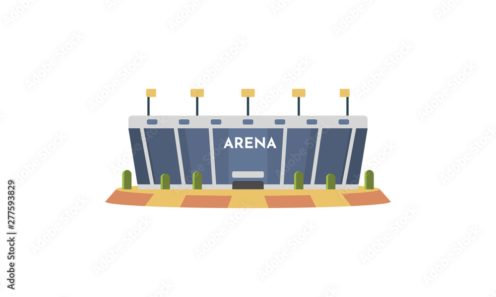 Sport stadium front view vector in cartoon style. City arena exterior ...
