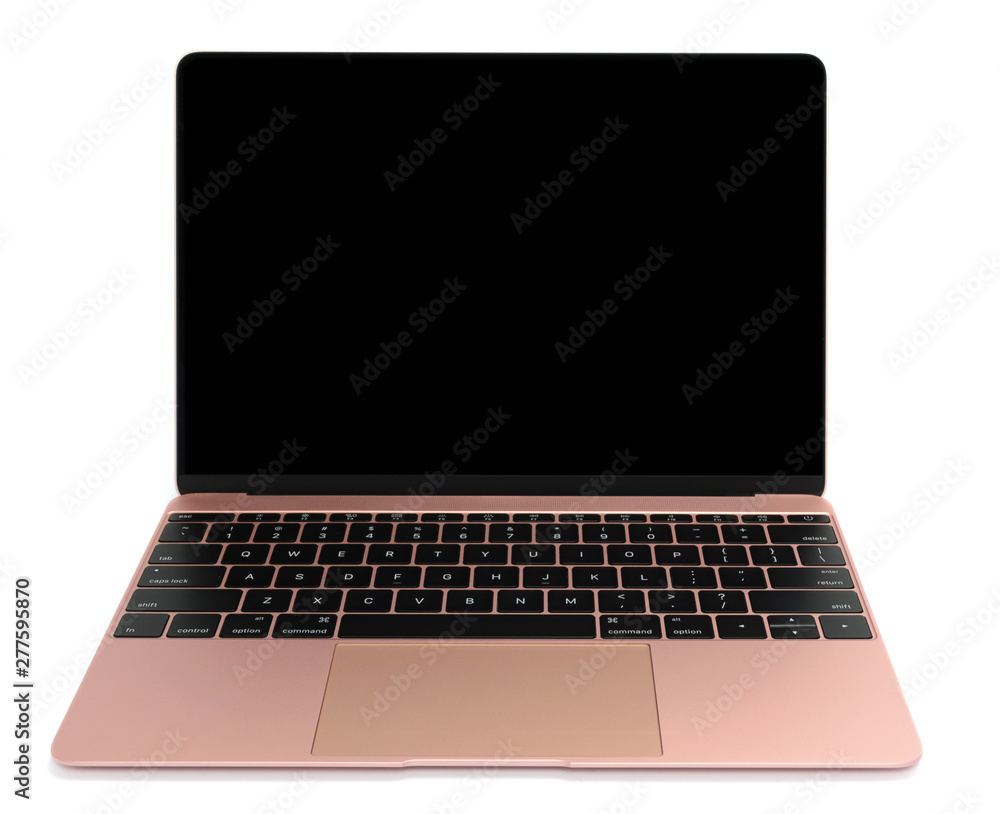 rose gold laptop with black screen and popular design Stock Photo ...