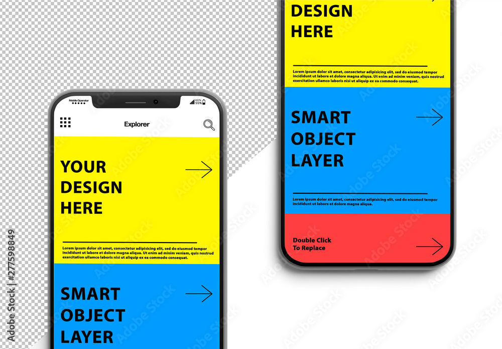 Split Smartphone Screen Mockup Stock Template | Adobe Stock