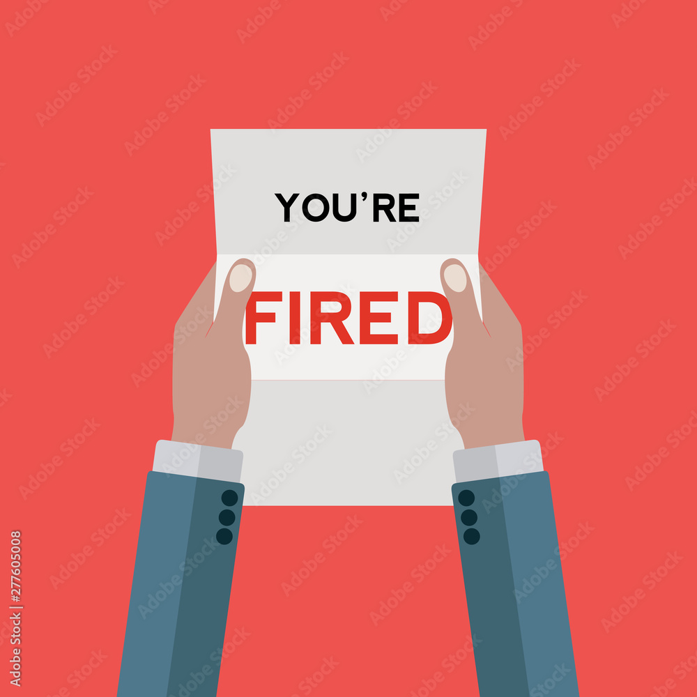 Letter notifying a man that he is fired from his job vector concept ...