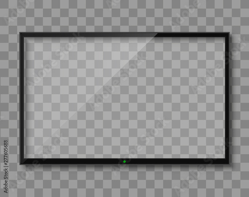 Realistic TV screen. Empty TV frame transparent background. Modern ...
